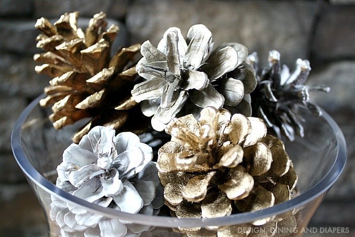Quick Holiday Decor: Spray Painted Pine Cones - Taryn Whiteaker Designs