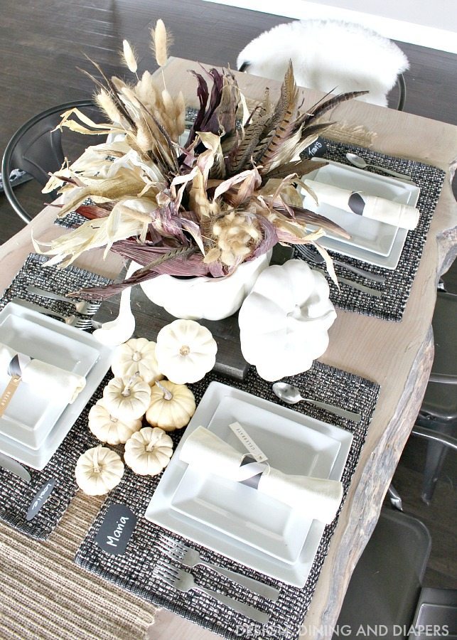Black and White Fall Tablescape - Taryn Whiteaker Designs