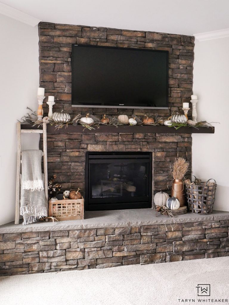 Stone Fireplace Makeover - Taryn Whiteaker Designs