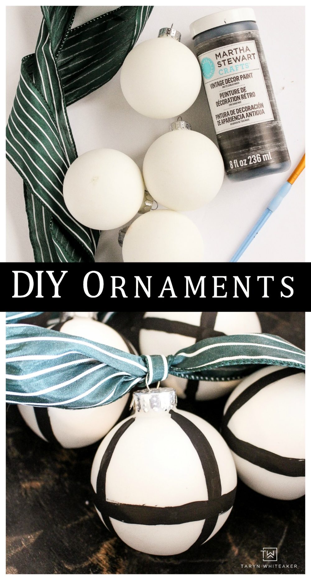 DIY Black and White Ornaments - Taryn Whiteaker Designs