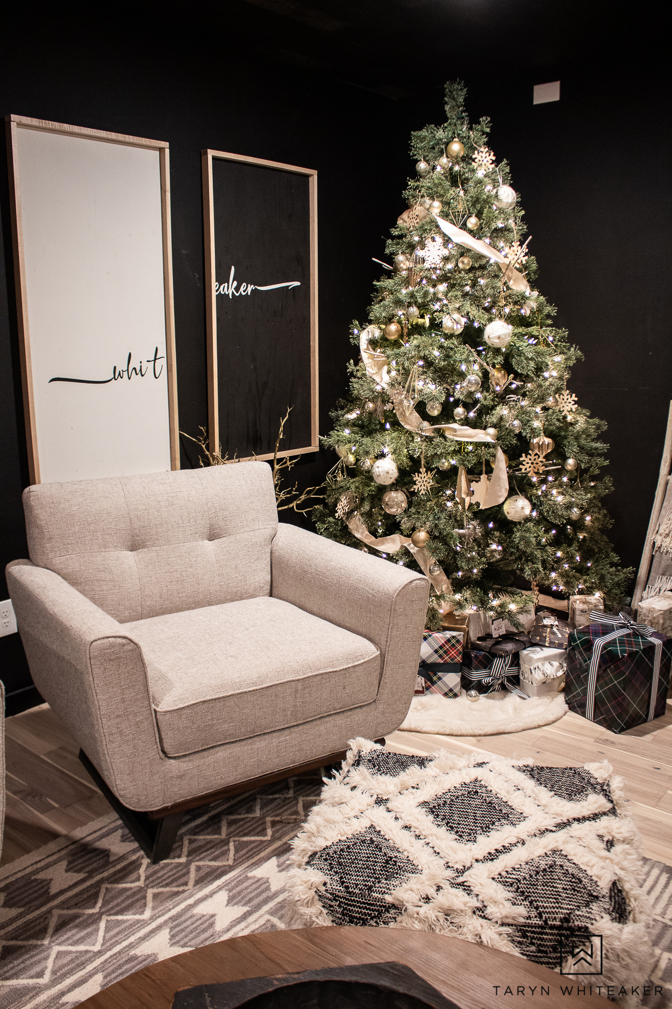 Moody Modern Movie Room Reveal - Taryn Whiteaker Designs