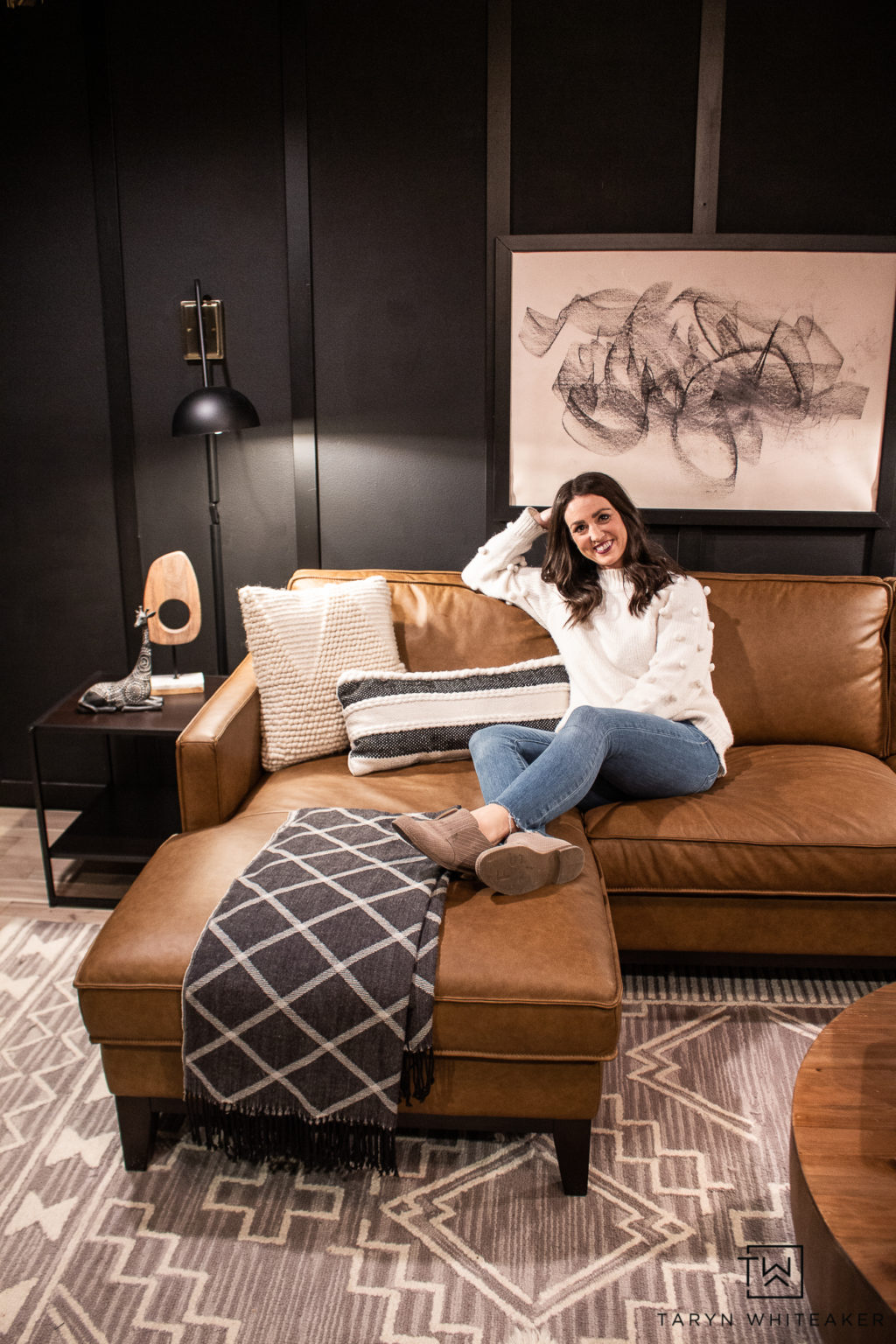 Moody Modern Movie Room Reveal - Taryn Whiteaker Designs