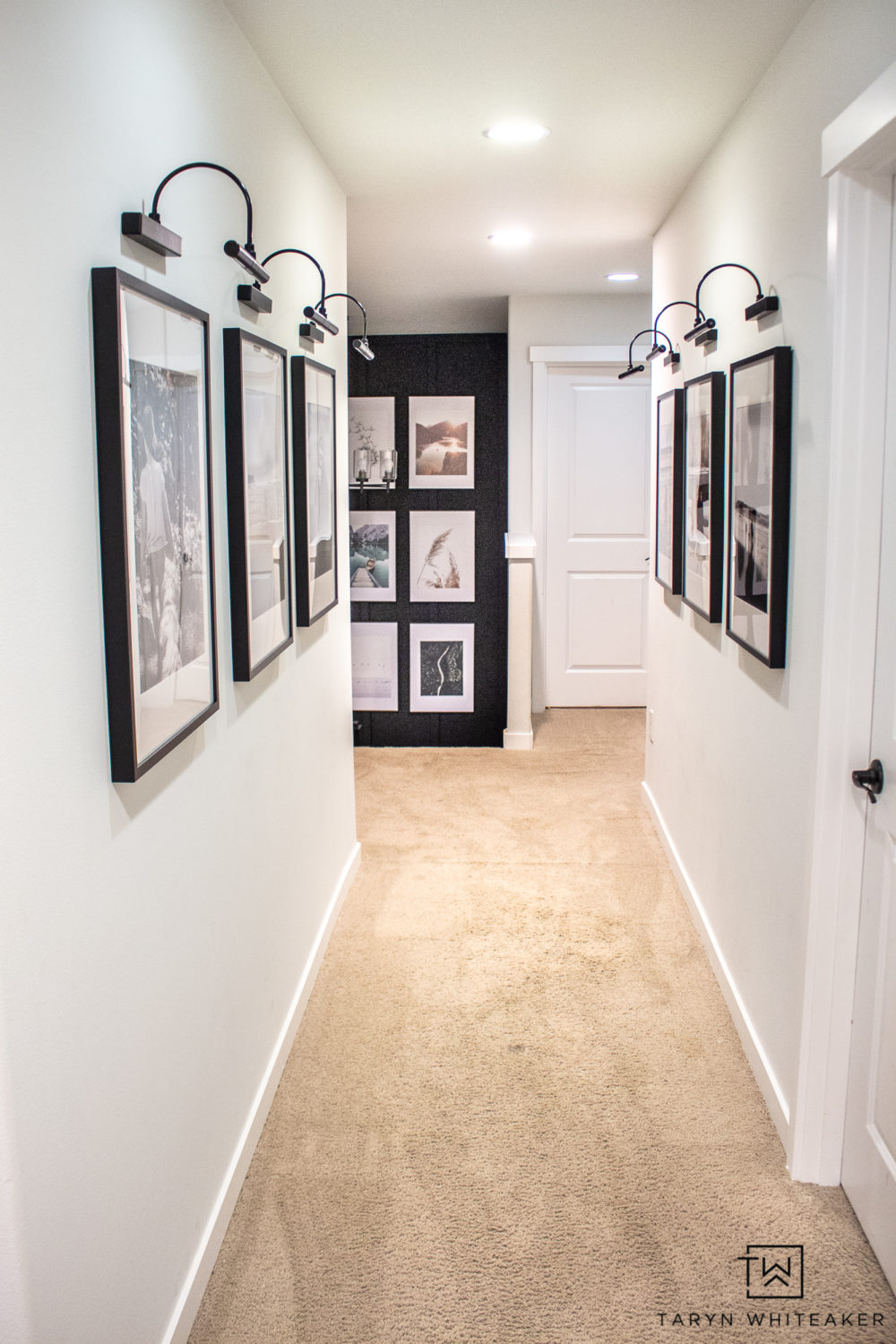 Black and White Hallway Gallery Wall - Taryn Whiteaker Designs