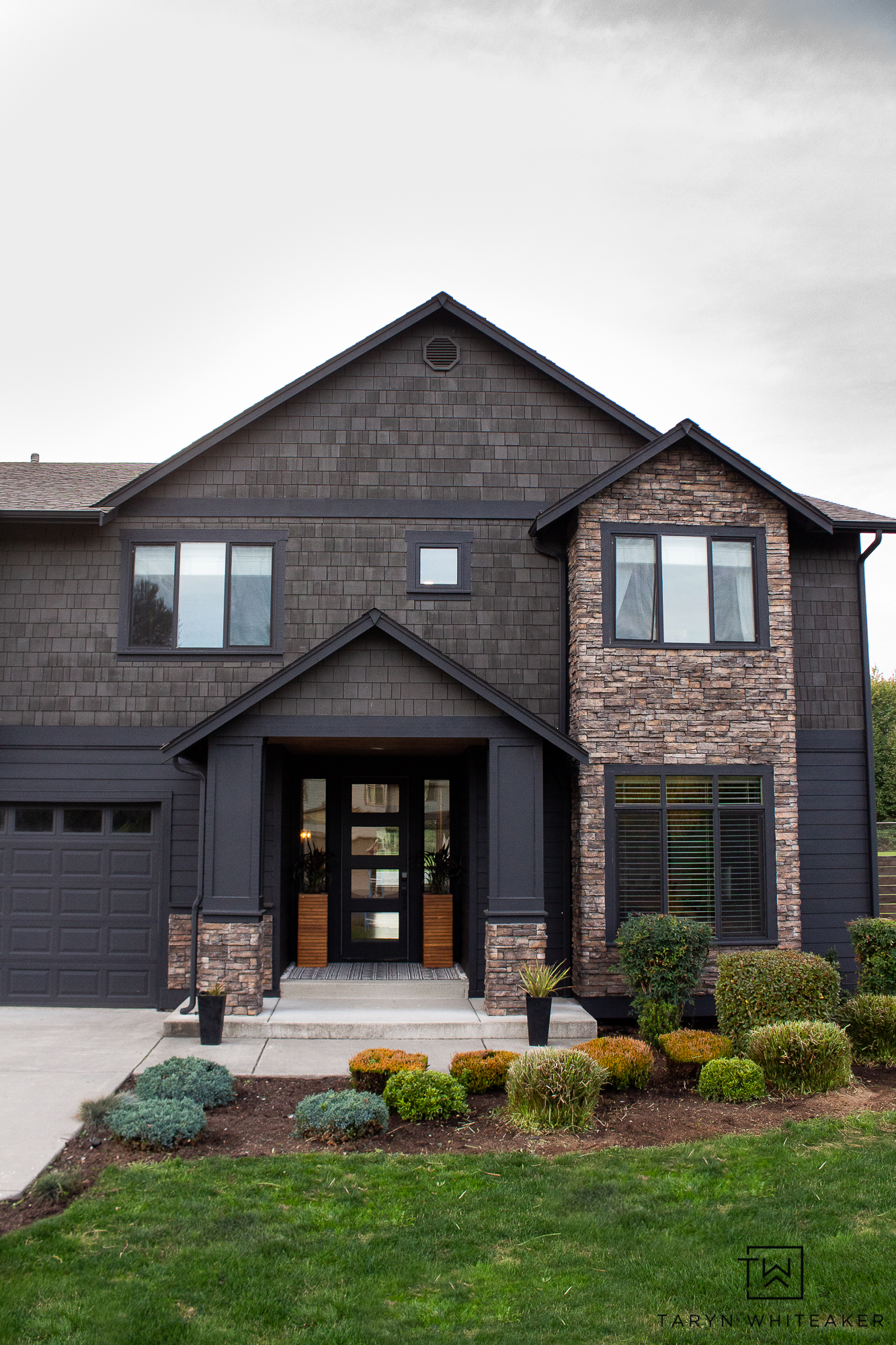 Dark Home Exterior Makeover - Taryn Whiteaker Designs