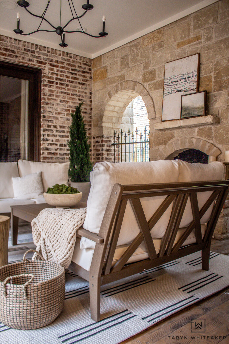 Modern European Outdoor Fireplace Seating Area - Taryn Whiteaker Designs