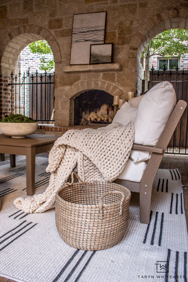 Modern European Outdoor Fireplace Seating Area - Taryn Whiteaker Designs