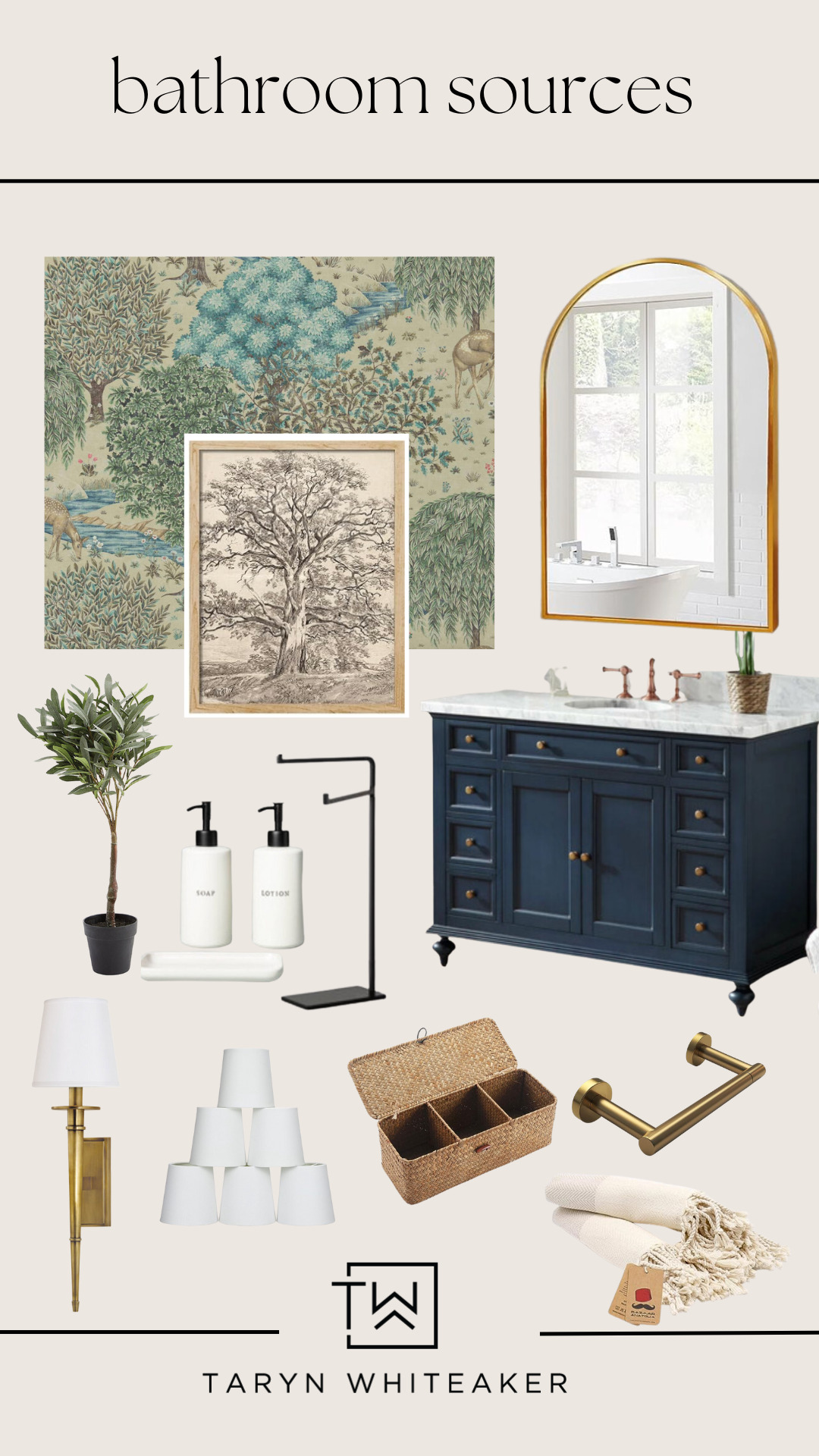 Transitional Powder Room Decor - Taryn Whiteaker Designs