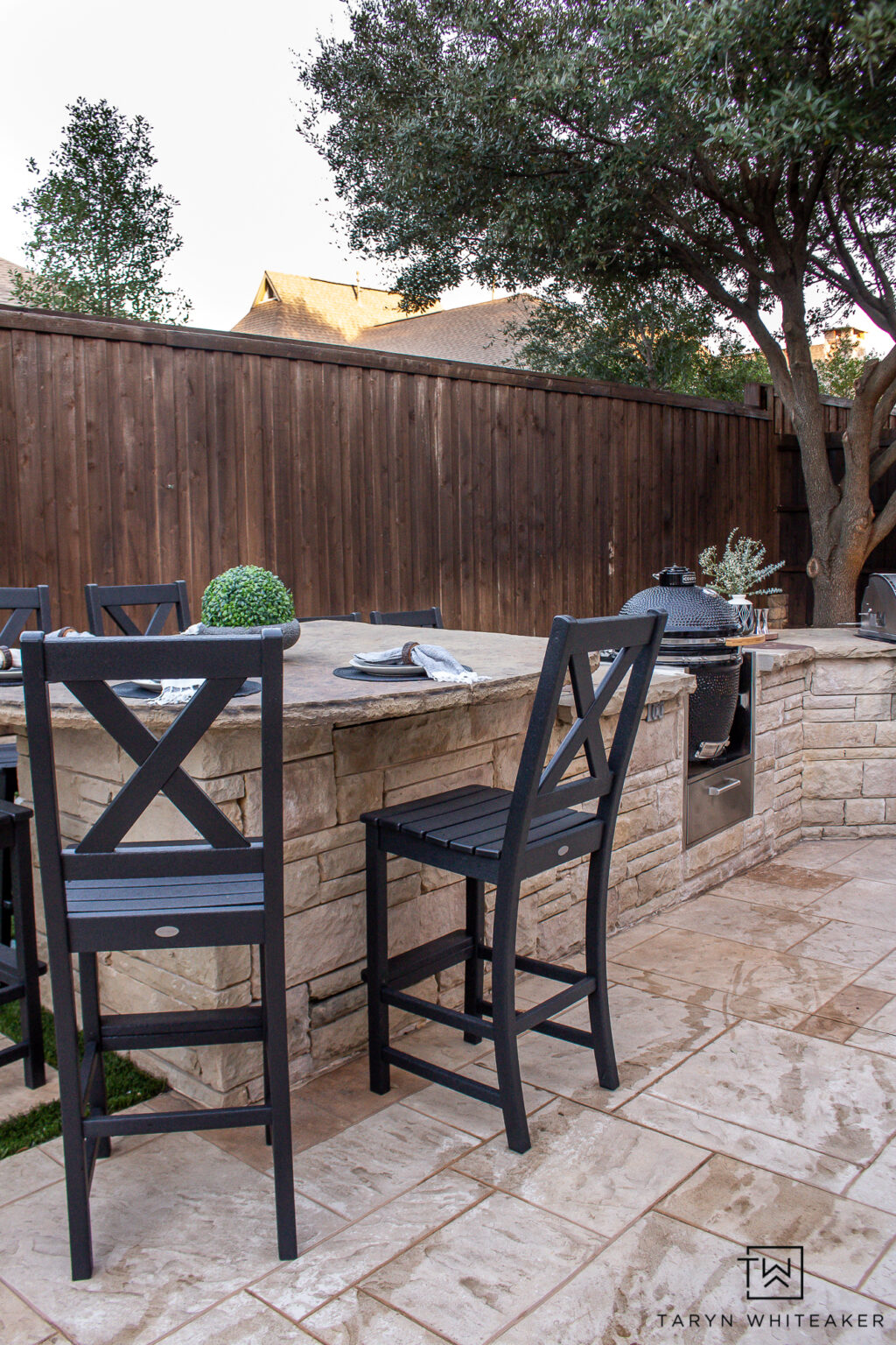 Stone Outdoor Kitchen Design - Taryn Whiteaker Designs