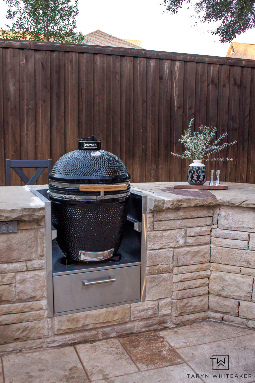 Stone Outdoor Kitchen Design - Taryn Whiteaker Designs