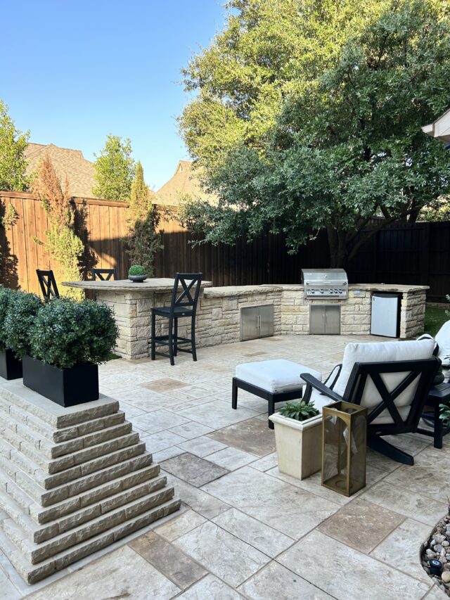 Stone Outdoor Kitchen Design - Taryn Whiteaker Designs