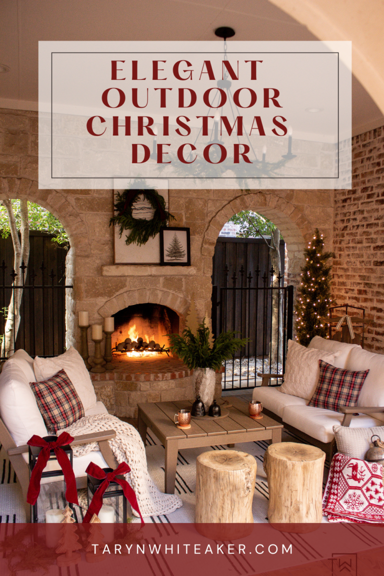 Elegant Outdoor Christmas Seating Area - Taryn Whiteaker Designs